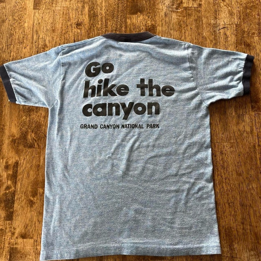 70s Grand Canyon Arizona Heather Baby Blue Navy Ringe… - Gem